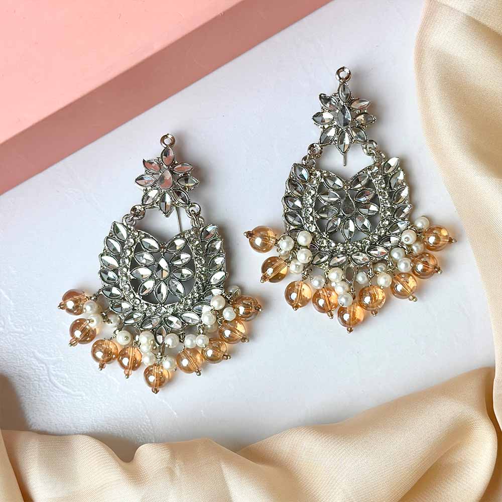 Sameera Earrings/Teeka Set (Silver Champagne) – Alita Accessories